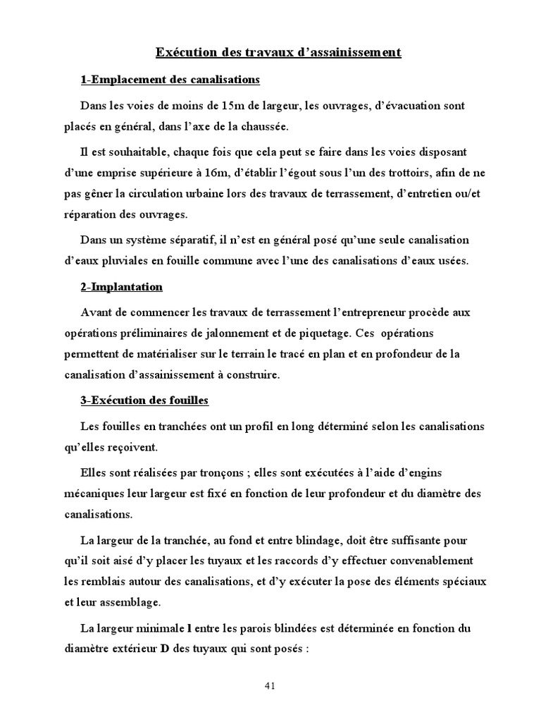 Exécution Des Travaux D'assainissement | PDF