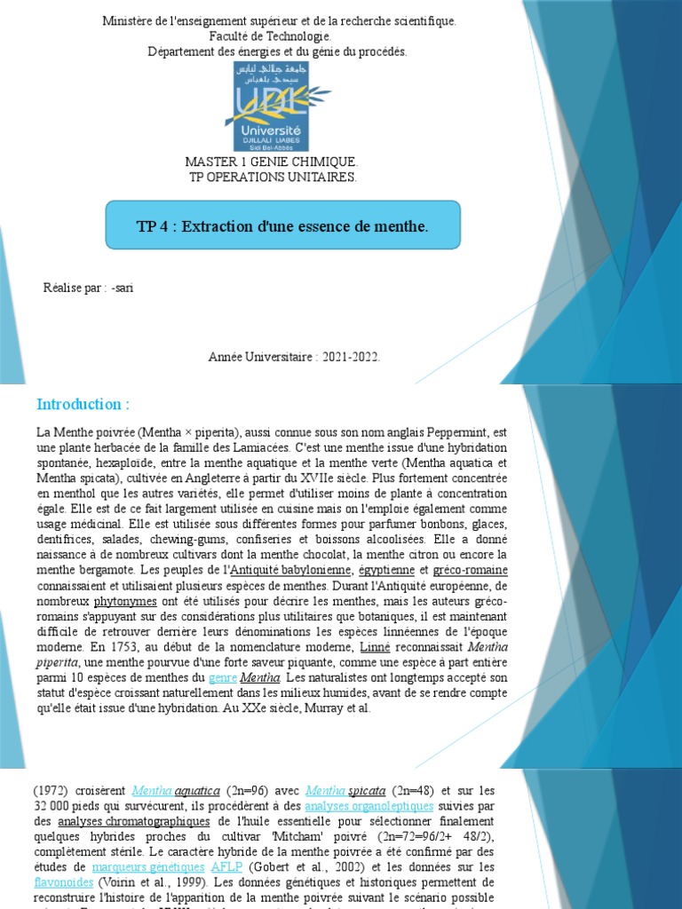 TP 4 Opérations Unitaires^ | PDF | Chimie