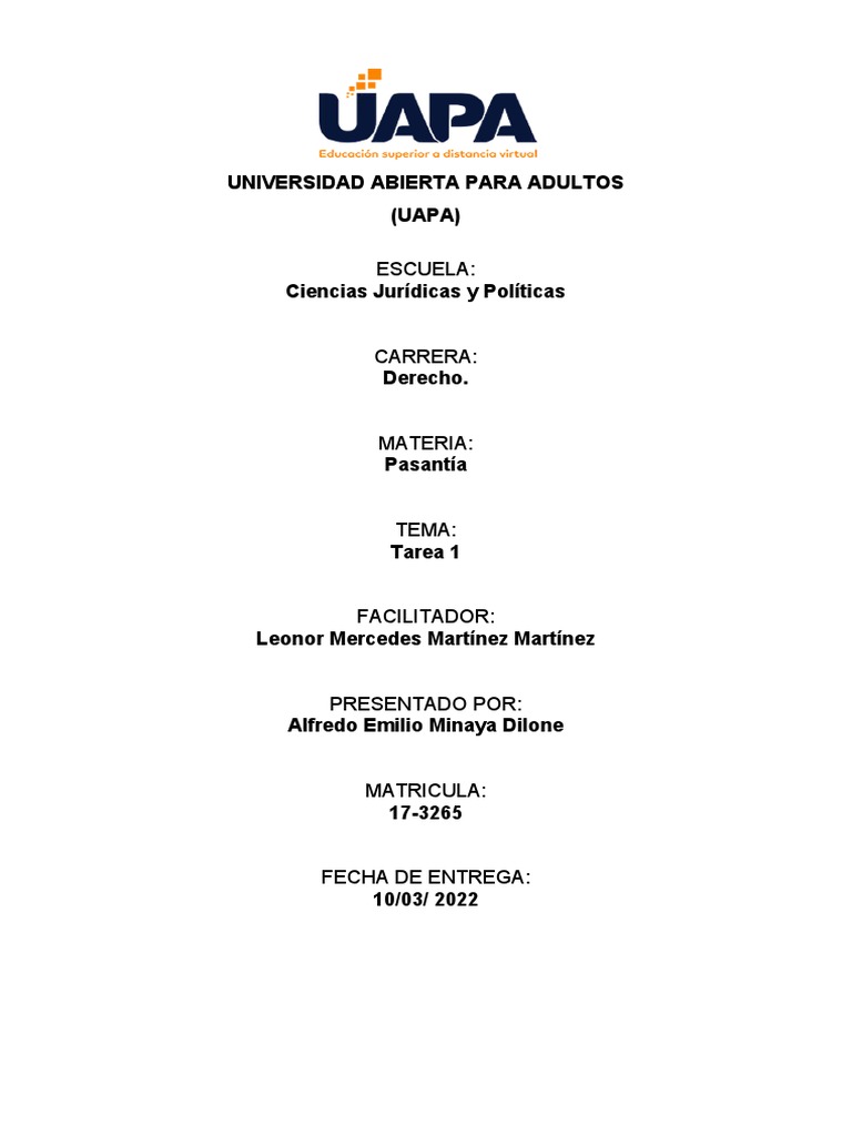 Practica Profesional Pasantia Tarea 1 | PDF