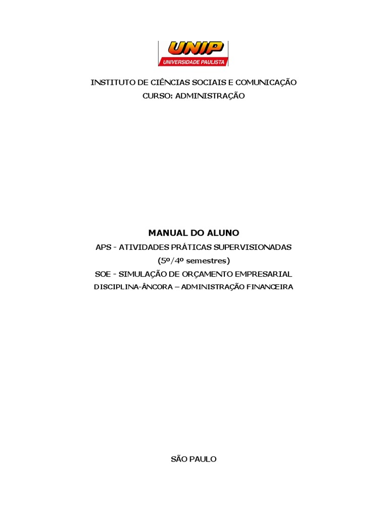 UNIP - MANUAL APS SOE - Alunos - 2014 - 1 | PDF