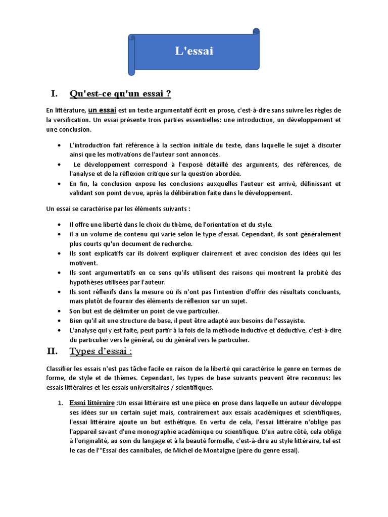 Guide de rédaction d'un essai | PDF | Dissertations | Argumentation