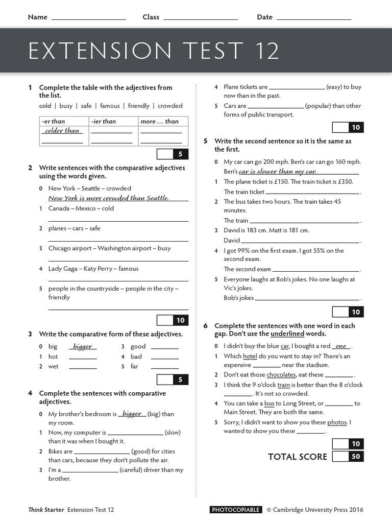 Unit 12 Extension Test | PDF