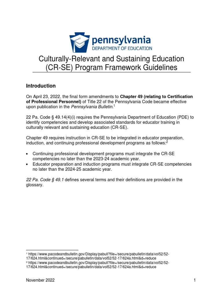 Culturally-Relevant and Sustaining Education Program Framework ...
