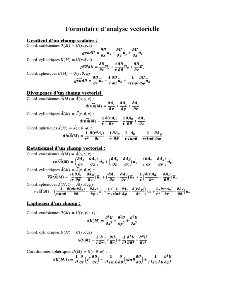 Analyse Vectorielle 1 | PDF