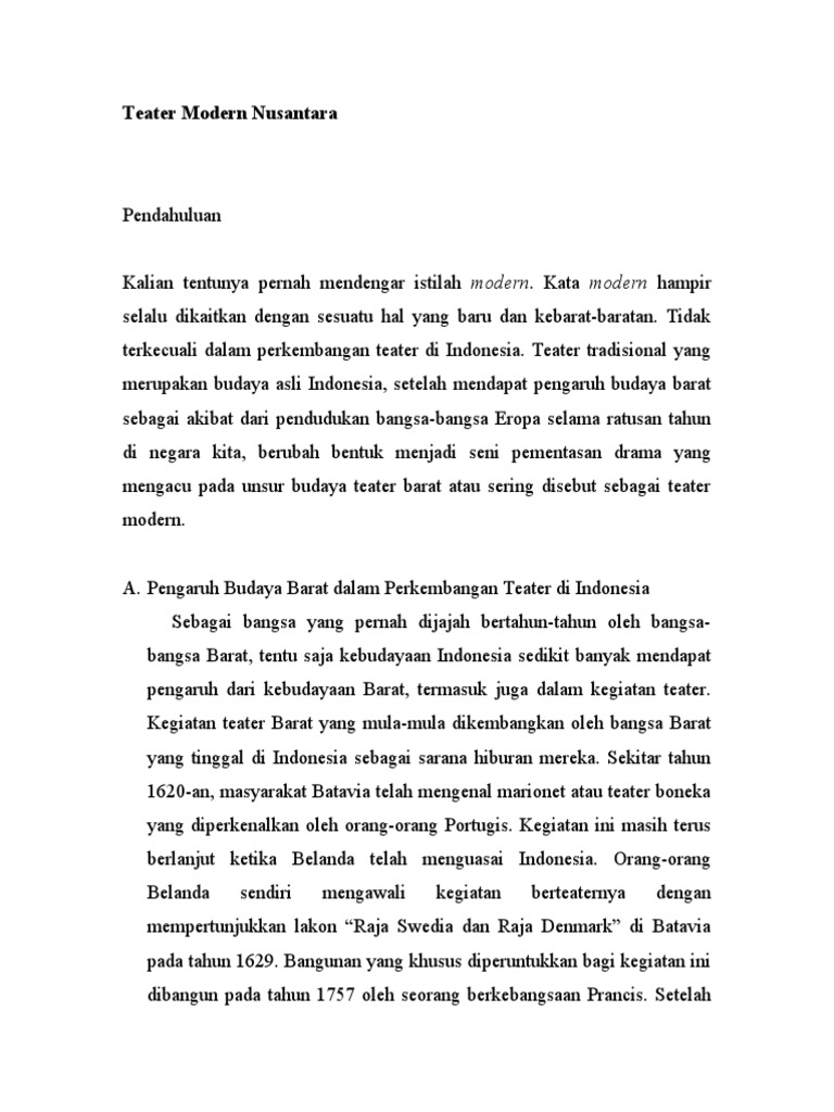 Perkembangan Teater Modern di Indonesia | PDF