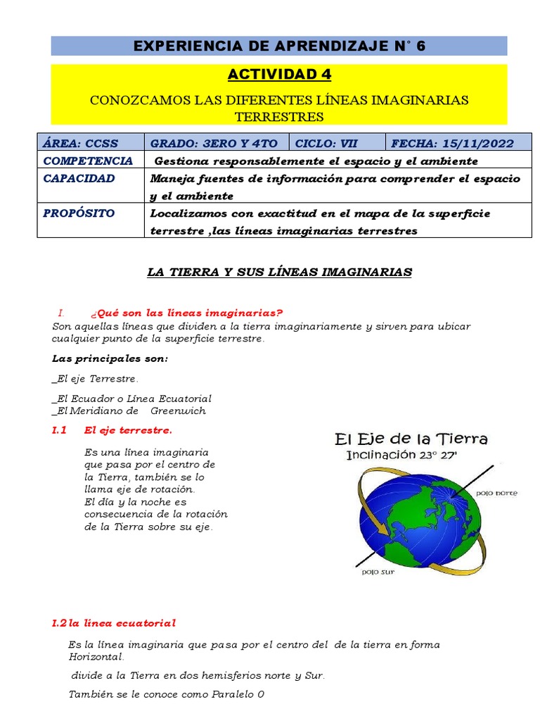 Exp 6 Act 4 Lineas Imaginarias | PDF | Ecuador | Tierra