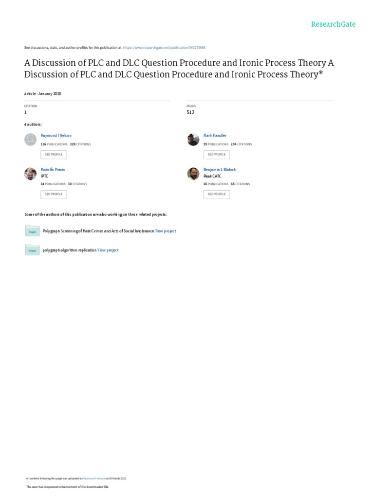 Nelson Handler Prado Blalock 2019 PLCand DLCquestions | PDF | Polygraph ...
