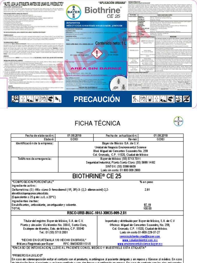 Biothrine CE 25 Etiq, FT, HS | PDF