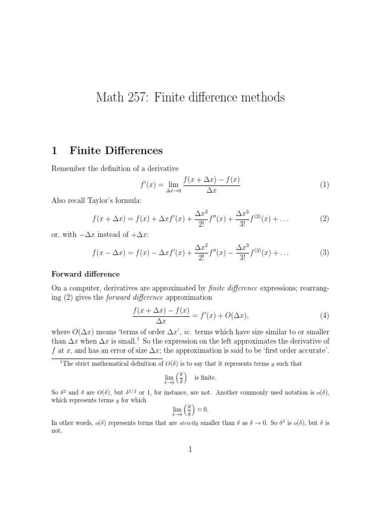 Math 257 Finite Difference Methods Pdf Finite Difference Boundary Value Problem
