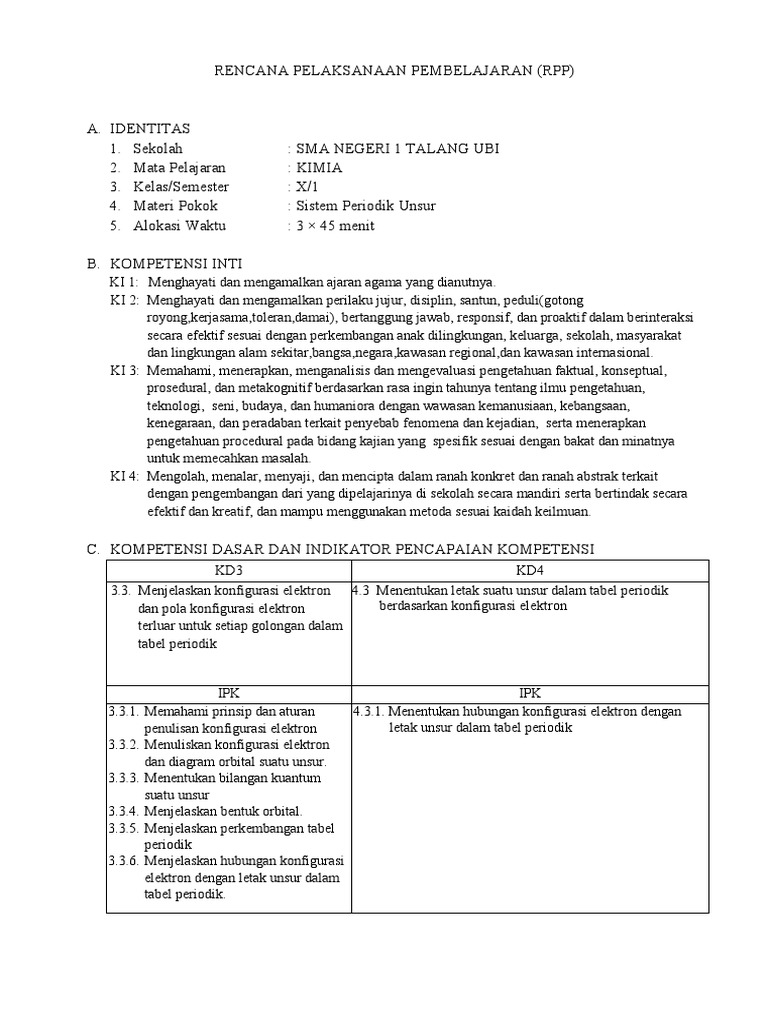 RPP RPP Sistem Periodik | PDF