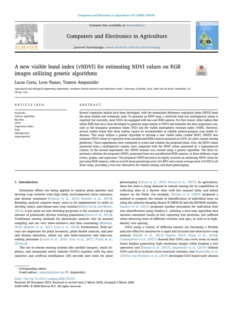 A New Visible Band Index (VNDVI) for Estimating NDVI Values on RGB ...