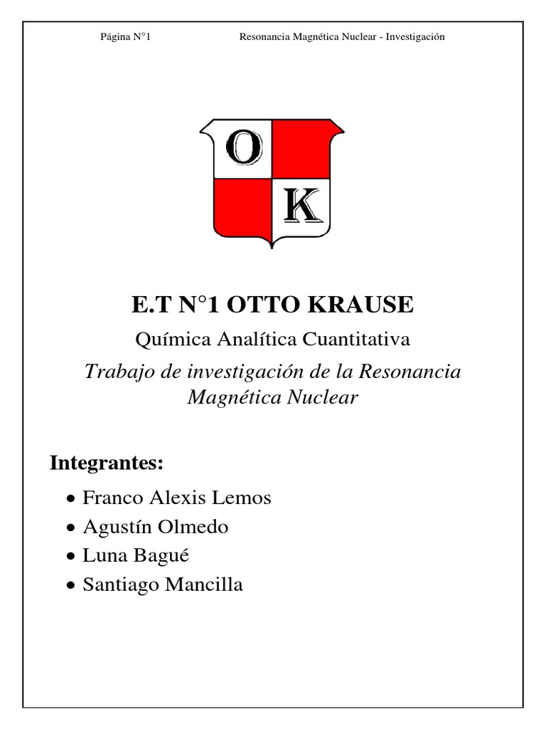E.T N°1 Otto Krause: Química Analítica Cuantitativa | PDF | Resonancia ...