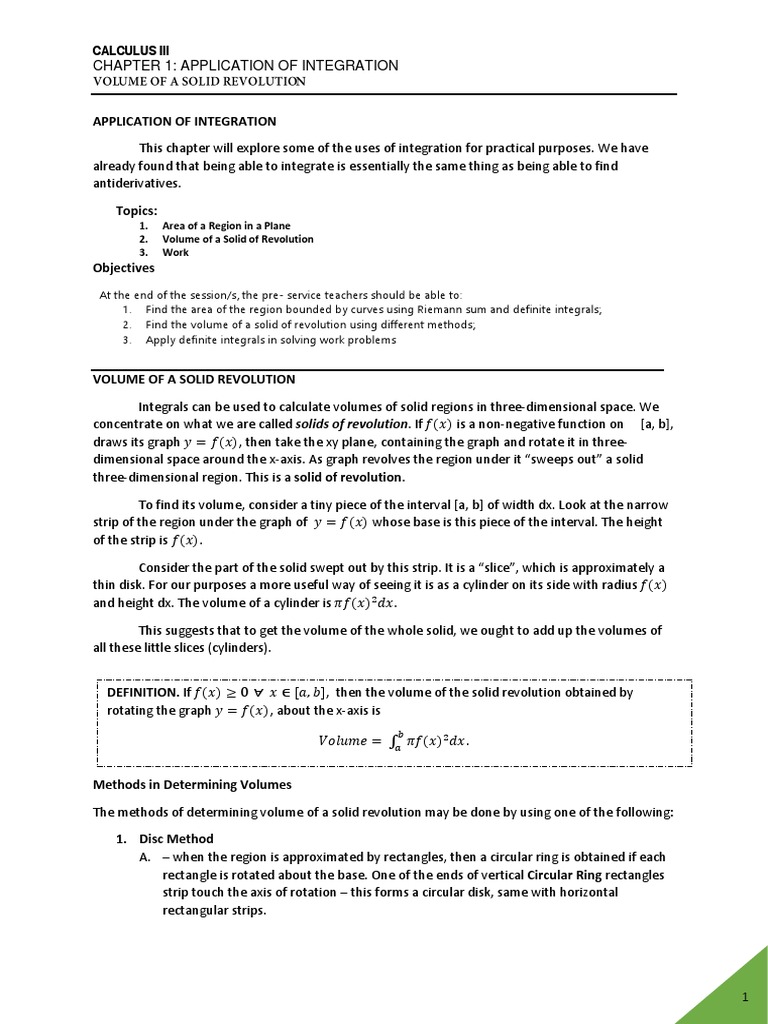 Calculus Session 2 Volume of Solid Revolution | PDF | Integral | Geometric Shapes