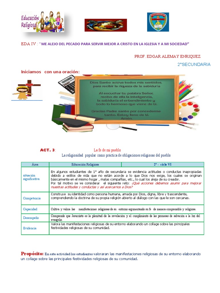 ACT. 3-2° Religiosidad Popular | PDF | Fe | Dios