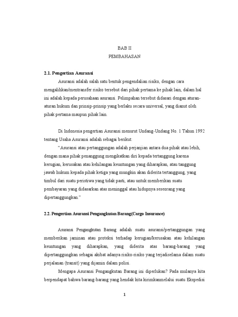 Makalah Asuransi Cargo | PDF