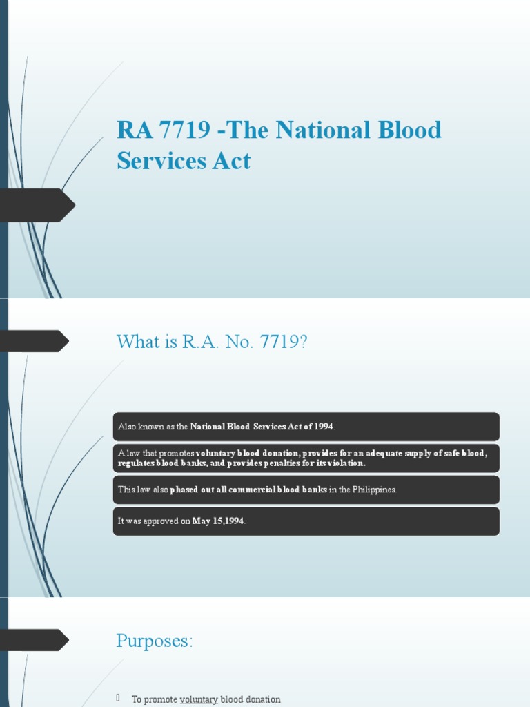 Ra 7719 | PDF | Blood Donation | Blood Transfusion