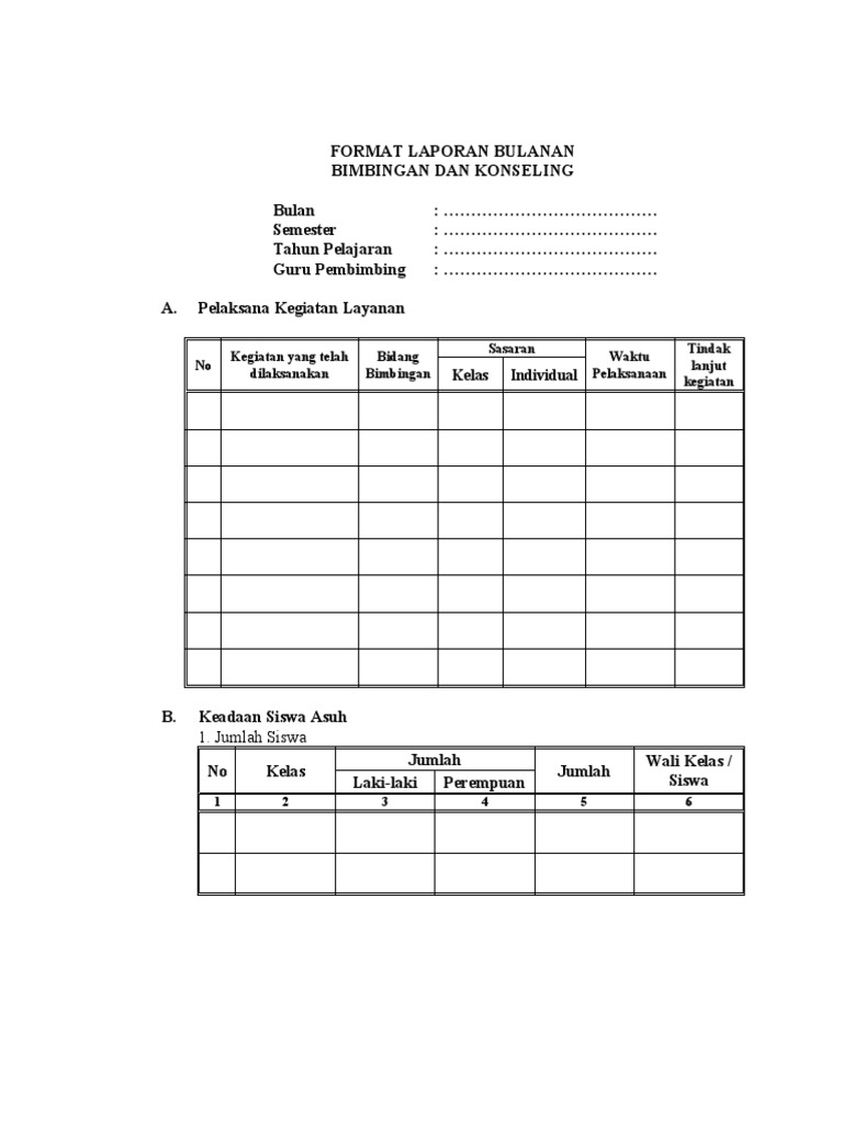 Format Laporan Bulanan BP-BK | PDF