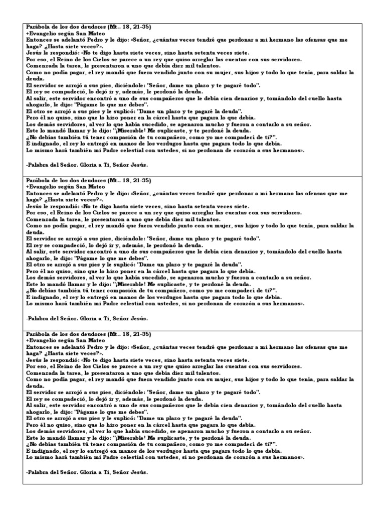 Parábola de los dos deudores: perdón y compasión | PDF | San Pedro