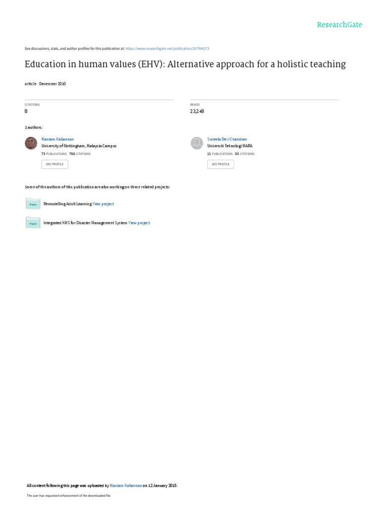 Education in Human Values EHV Alternative Approach | PDF | Teachers ... Education in Human Values EHV Alternative Approach | PDF | Teachers ...