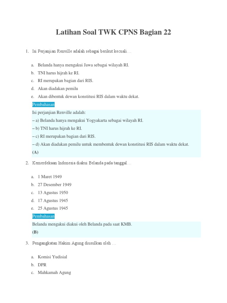 Latihan Soal TWK CPNS Bagian 22 | PDF | Politik
