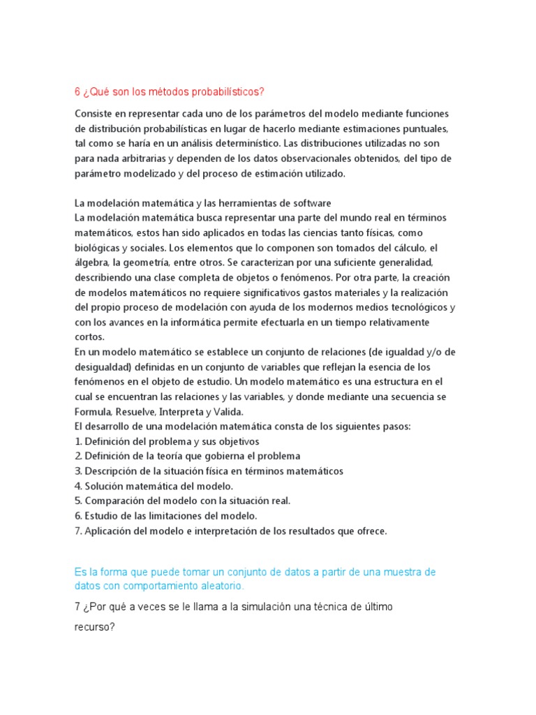 Preguntas 2 | PDF | Simulación | Estadísticas