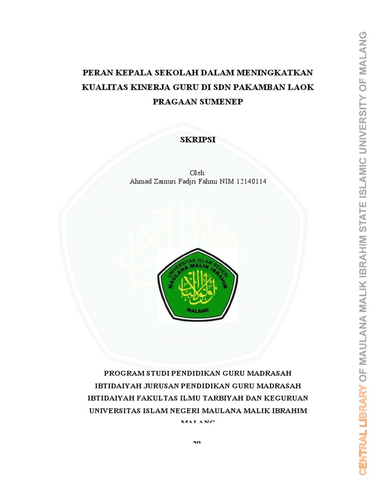 Peran Kepala Sekolah Dalam Meningkatkan Kualitas Kinerja Guru Di SDN Pakamban Laok Pragaan ...