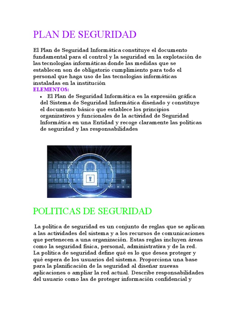 Plan de Seguridad | PDF