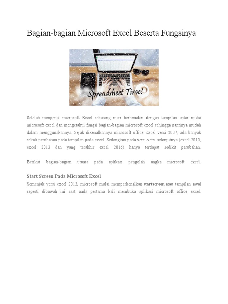 Bagian-Bagian Microsoft Excel Beserta Fungsinya | PDF Bagian-Bagian Microsoft Excel Beserta Fungsinya | PDF