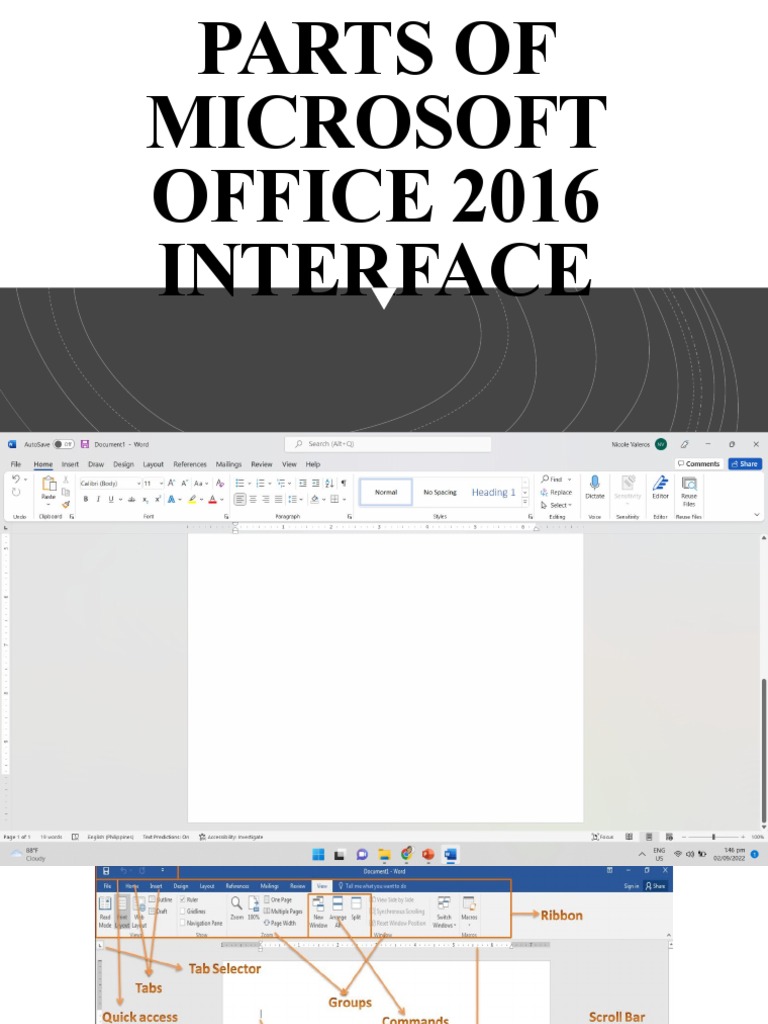 Parts of Microsoft Office 2016 Interface | PDF