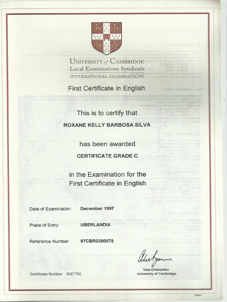 Certifica Do Fce | PDF