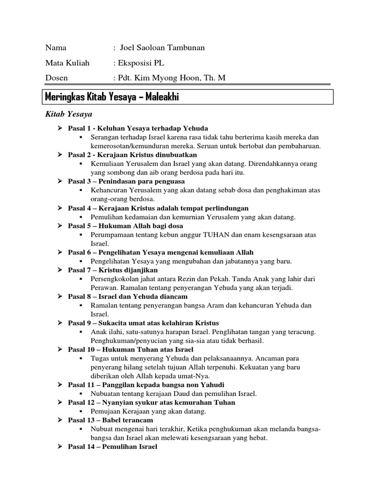 Ringkasan Alkitab Yesaya-Maleakhi | PDF | Agama & Spiritualitas