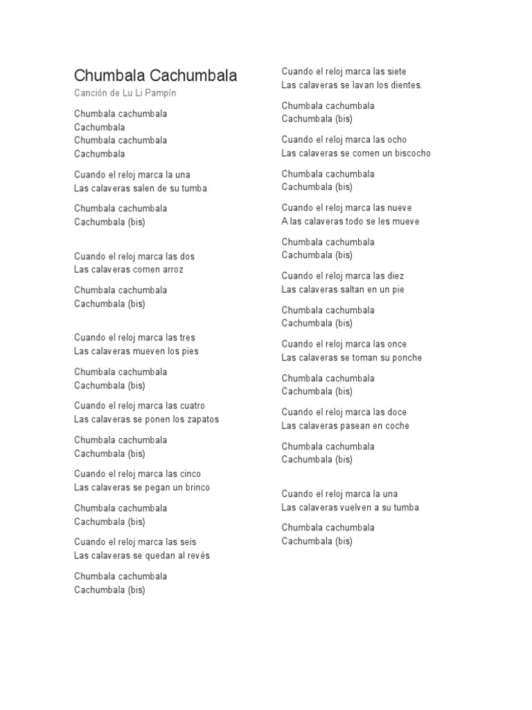 Canción Infantil: Las Calaveras | PDF