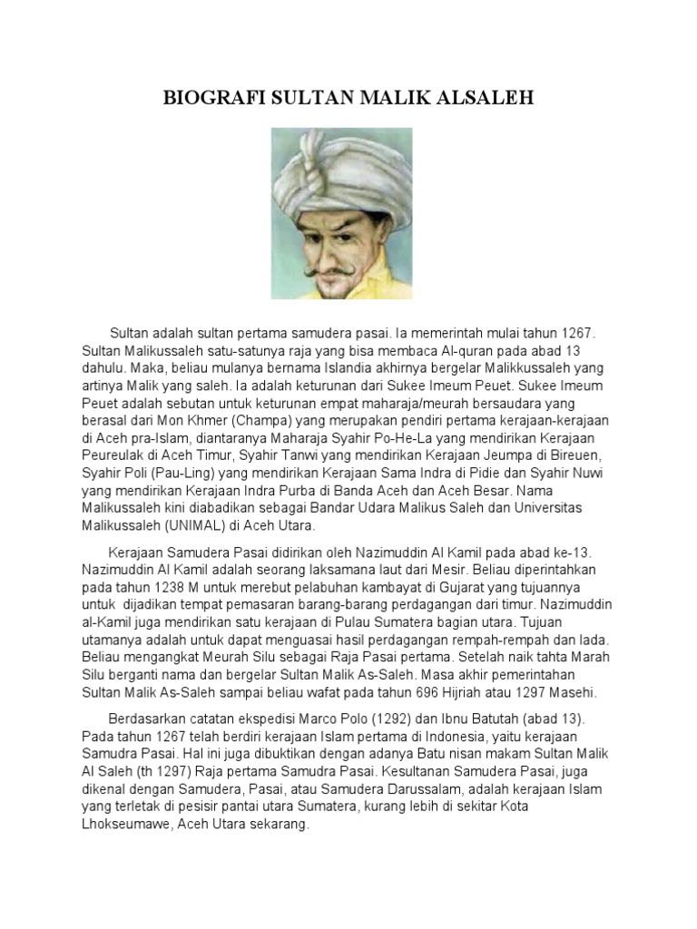 Biografi Sultan Malik Al Saleh | PDF | Perjalanan