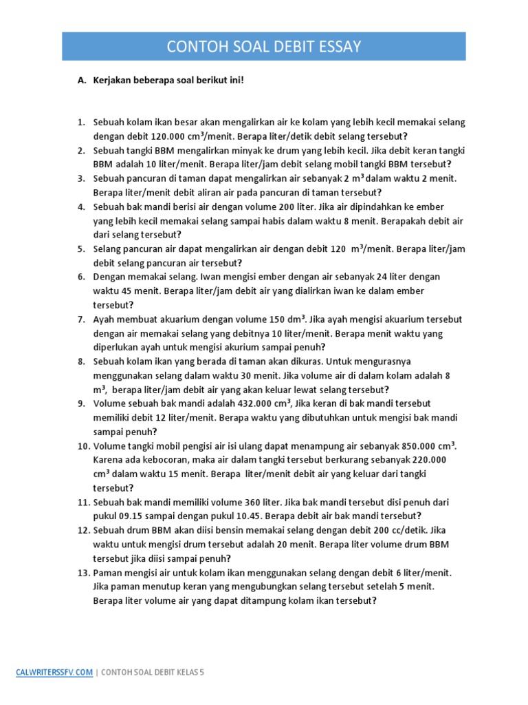 Soal Debit Kelas 5 Essay | PDF
