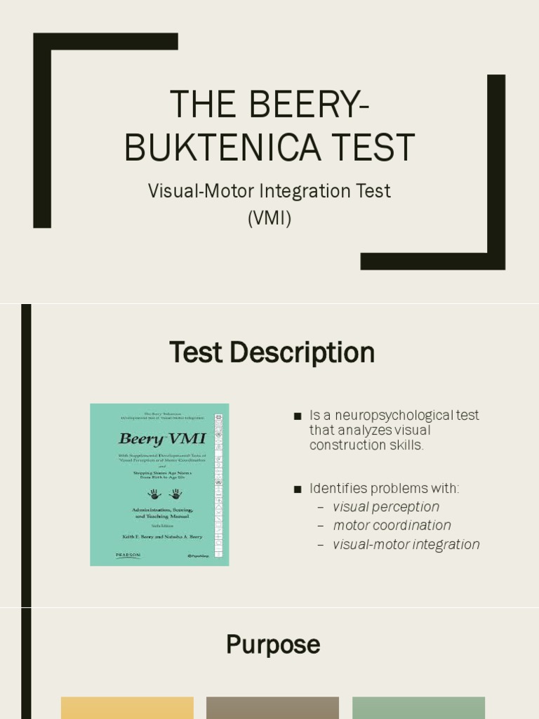 The Beery-Buktenica Test: Visual-Motor Integration Test (VMI) | PDF