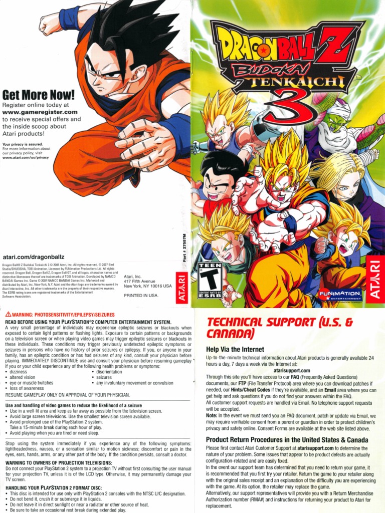 Dragonball Z Budokai Tenkaichi 3 - Manual | PDF | Games & Activities | Technology & Engineering