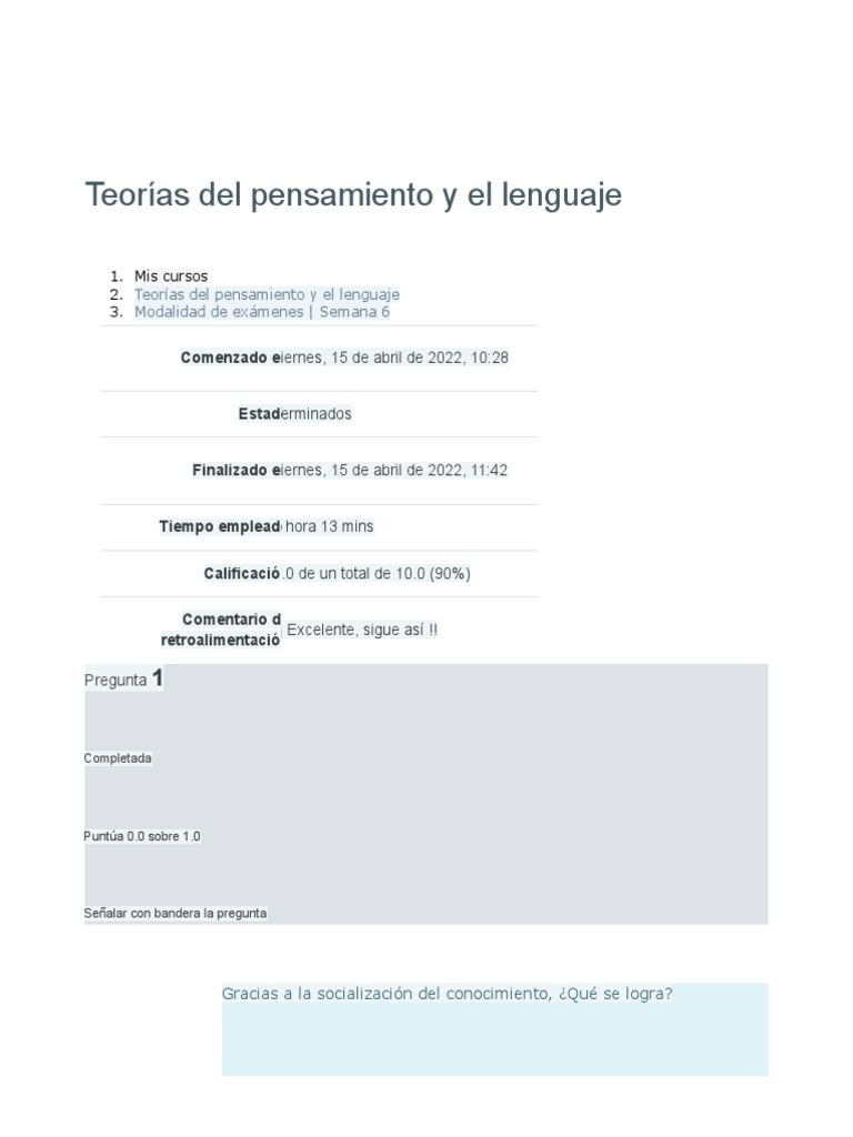 Teor As Del Pensamiento y El Lenguaje Semana 6 PDF | PDF