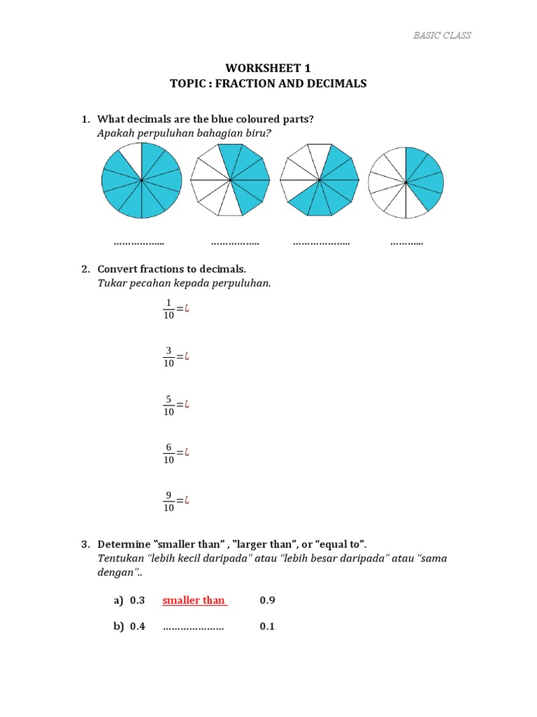 Fraction & Decimal Basics | PDF | Teaching Methods & Materials