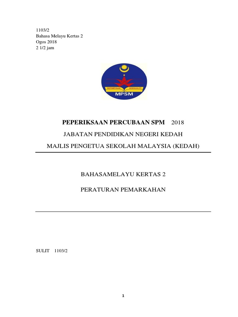Kertas - 2 Jawapan Kedah | PDF