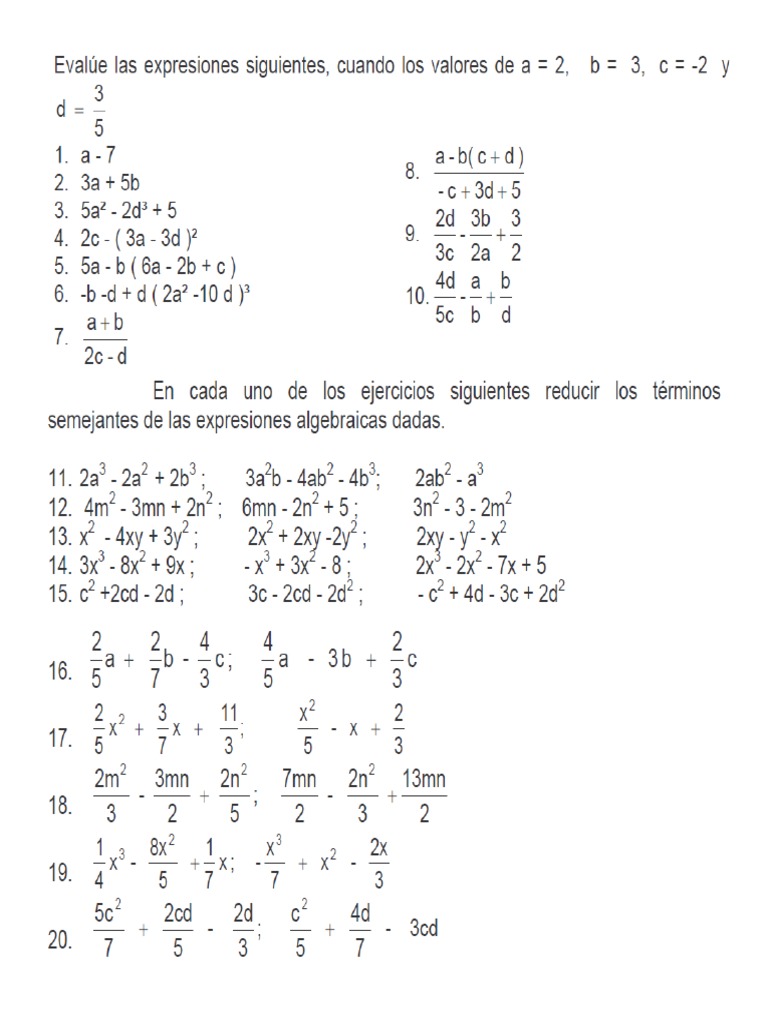 Tarea 03 Suma y Resta Algebraica | PDF