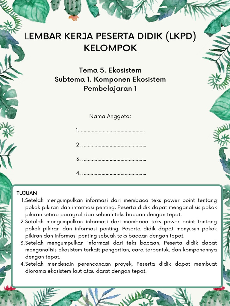 LKPD - Kelas 5 Tema 5 Subtema 1 Pembelajaran 1 | PDF