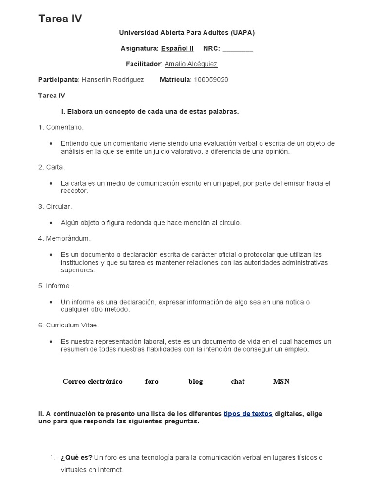 Tarea IV Español | PDF | Vida | Entorno natural