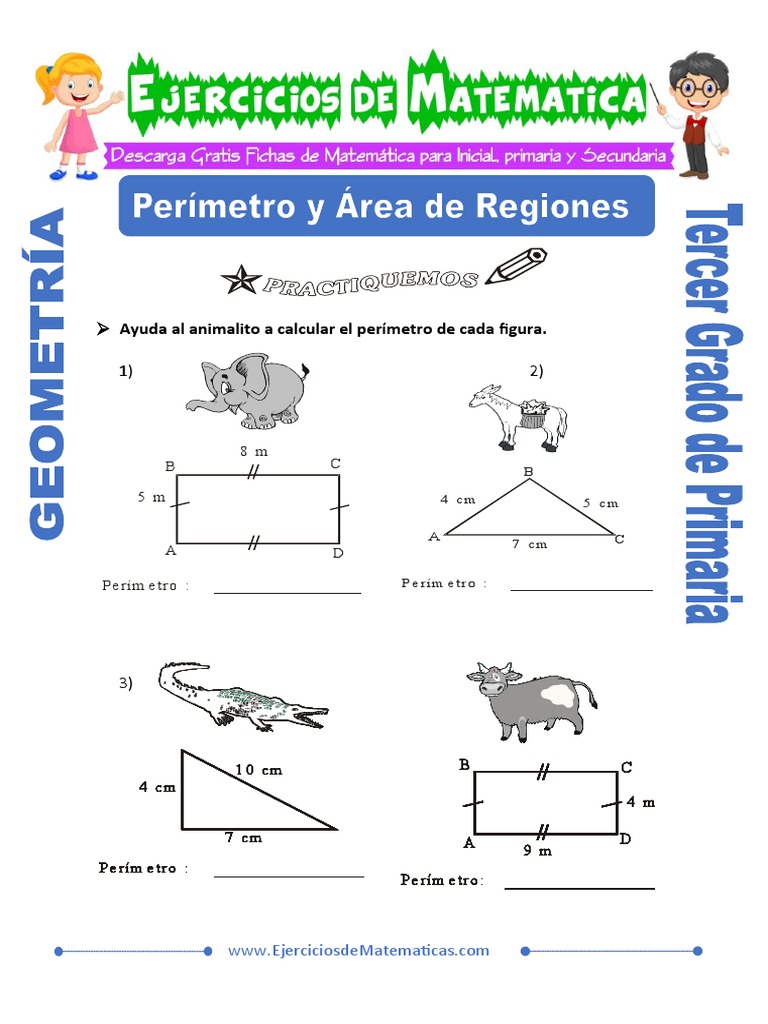 Perimetro Y Area De Regiones Para Tercero De Primaria Pdf