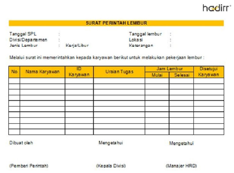 Form Lembur Karyawan | PDF