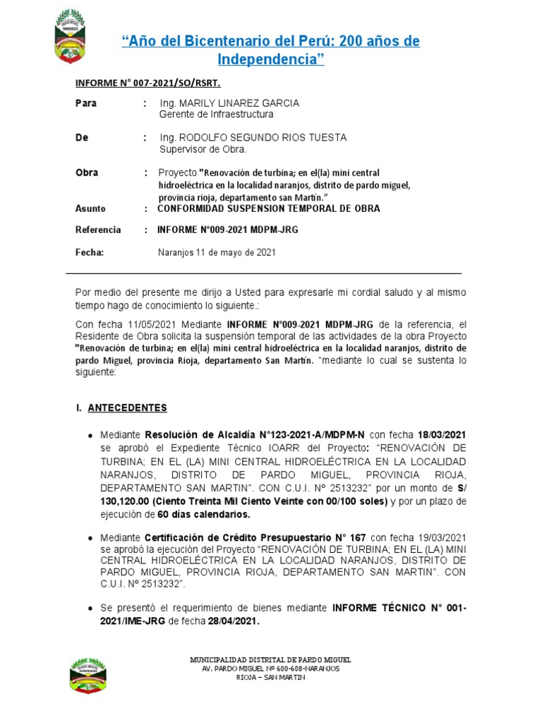 Suspensión Temporal de Obra en Rioja | PDF | Gobierno
