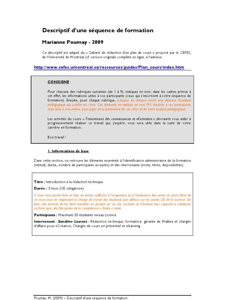 Descriptif d’une séquence de formation en ligne | Pédagogie ...