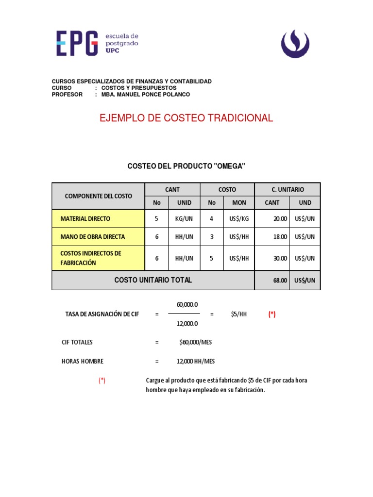6 Ejemplo de Costeo Tradicional | PDF