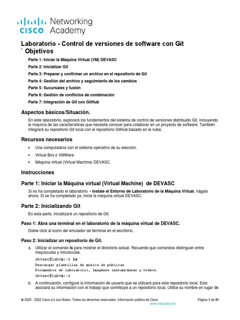 3.3.11 Lab - Software Version Control With Git - ILM Jesus Hernandez | PDF