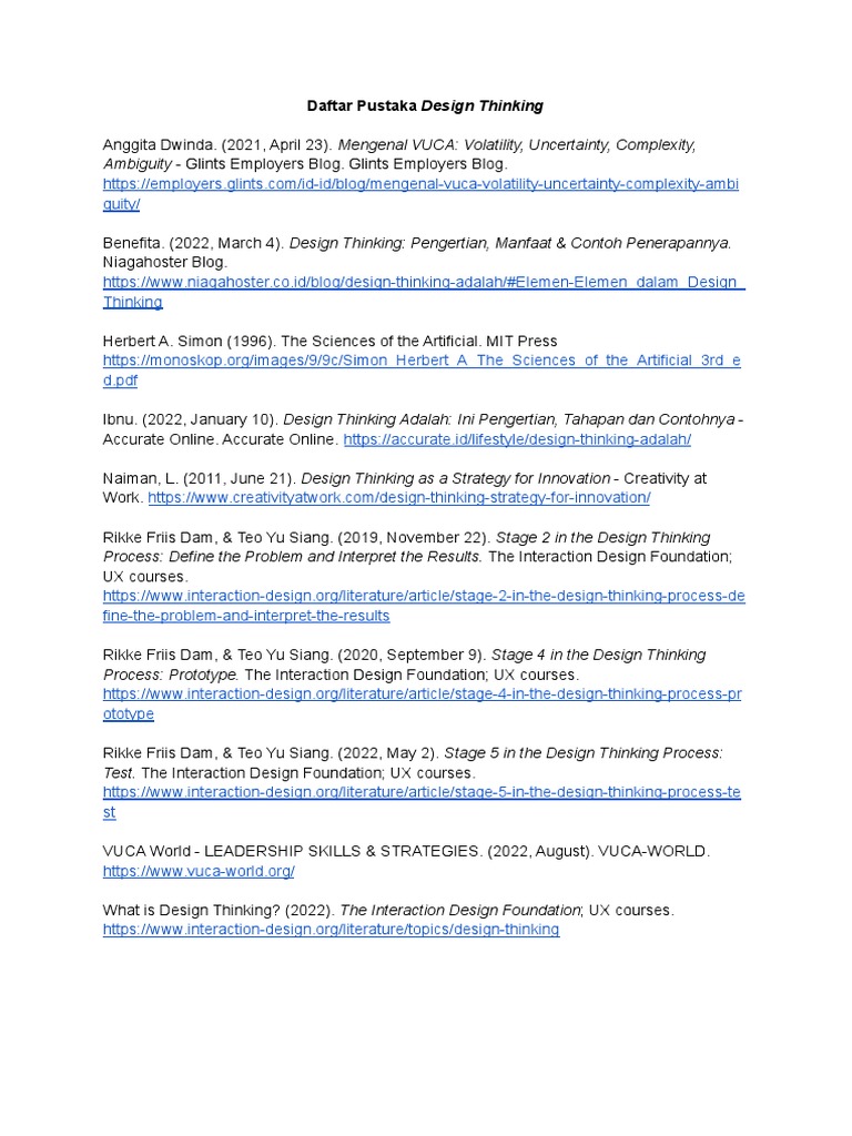 Daftar Pustaka Design Thinking | PDF