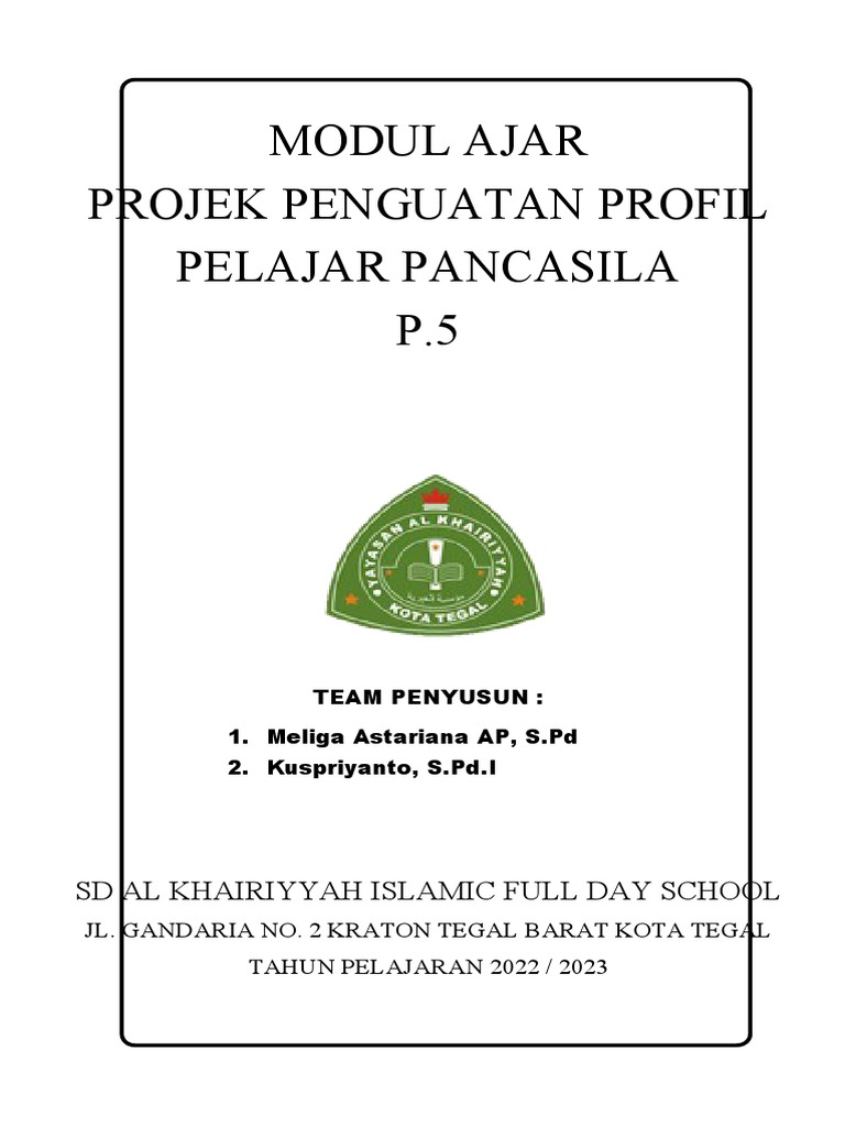 MODUL PROJEK P.5 Ke 1 Kls 1.B | PDF